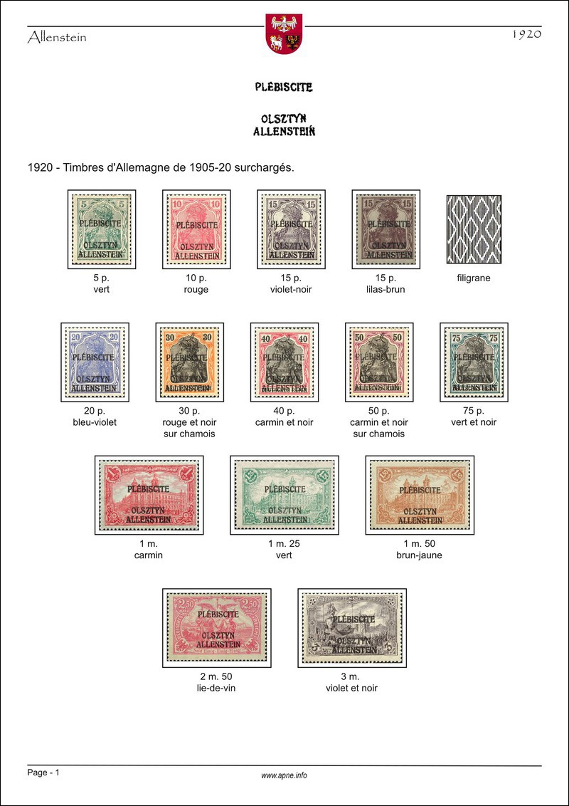 le Portail des philatelistes de Neuf-Brisach - Allenstein Plébiscite ...